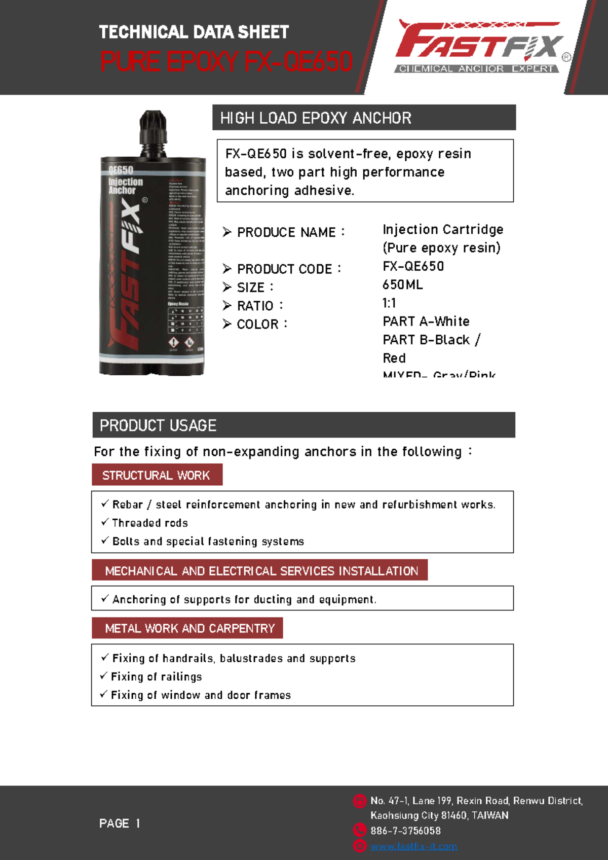 TDS QE650 2018: Technical Data Sheet for Pure Epoxy Sealant - Studocu
