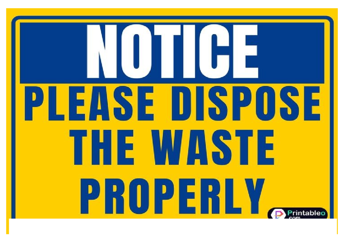 GAD CORNER: Proper Waste Disposal & Hygiene Signages - Studocu