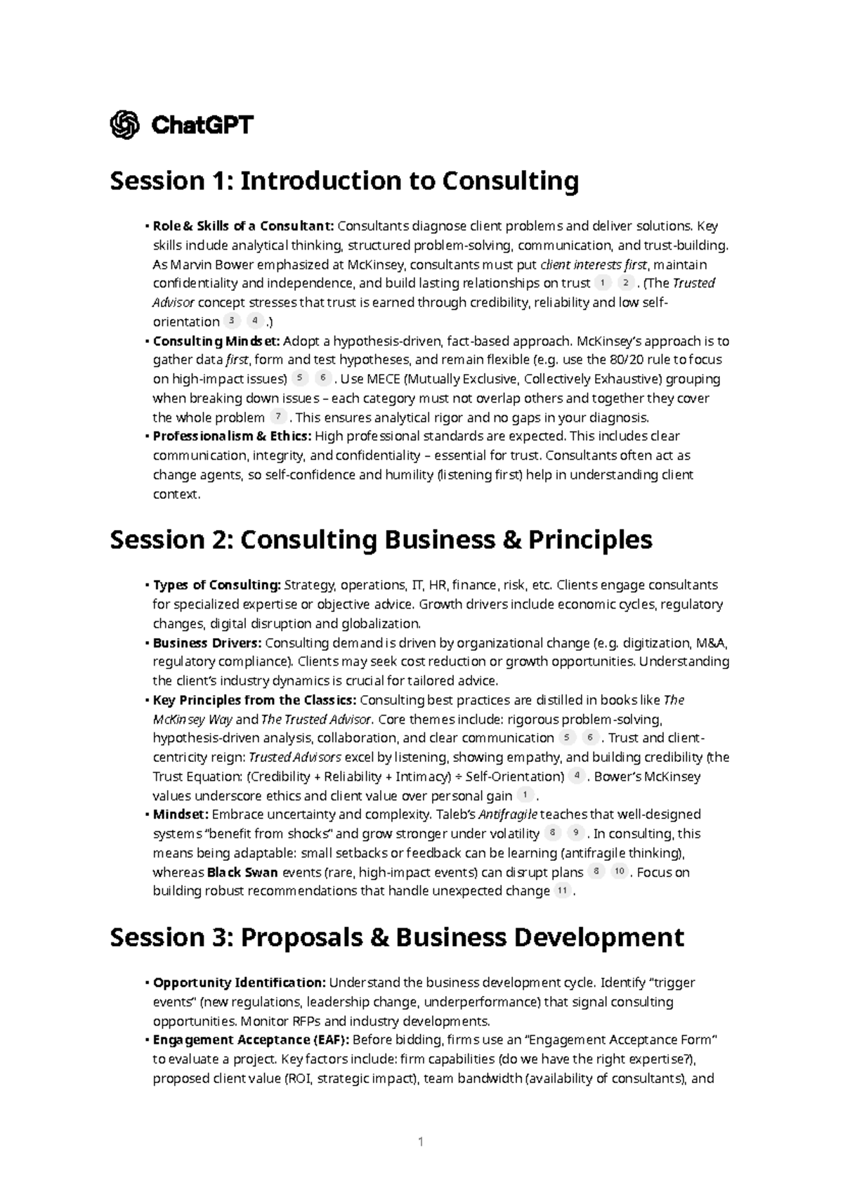 Session 1: Intro to Consulting Skills & Principles (CNS 101) - Studocu