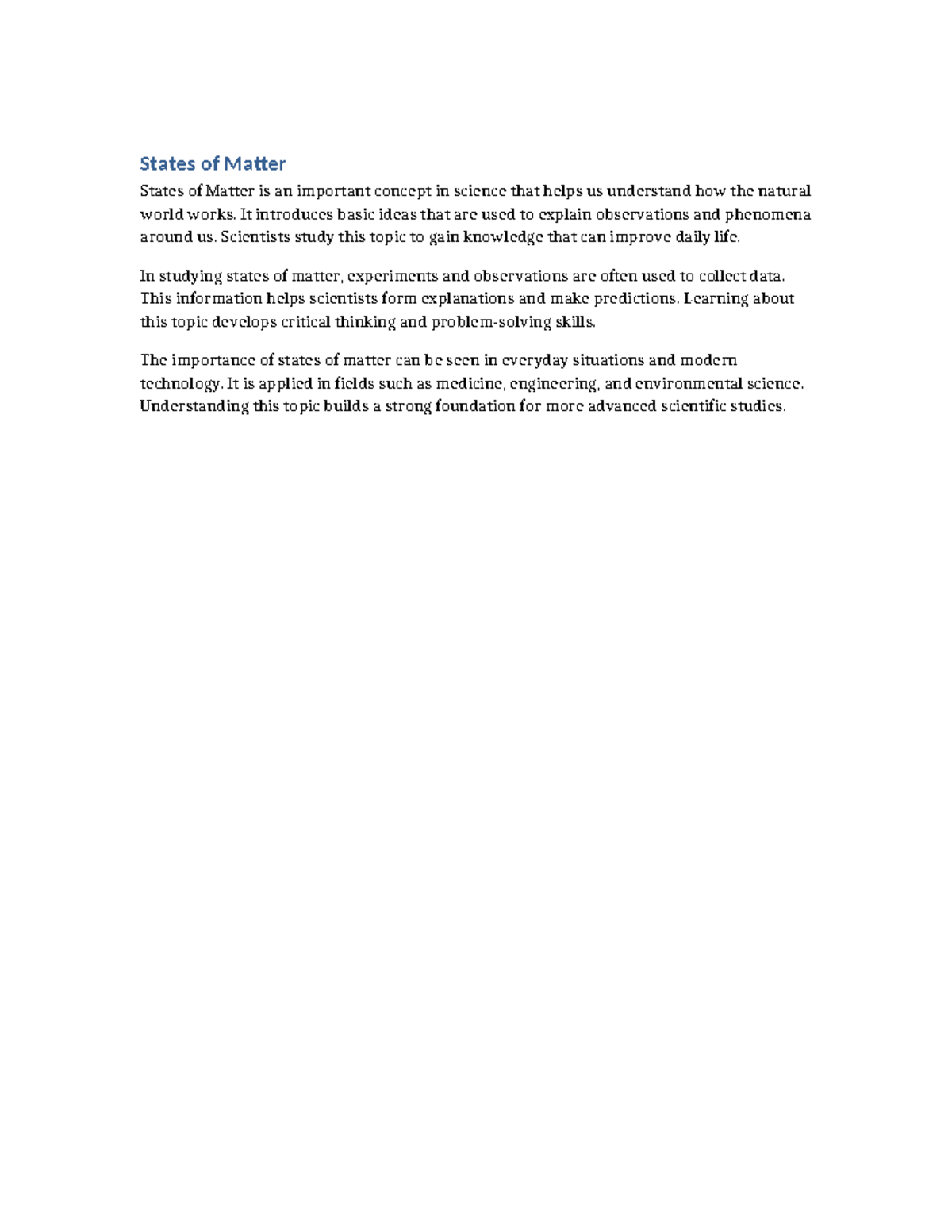 Science Notes 2: Understanding States of Matter - Studocu
