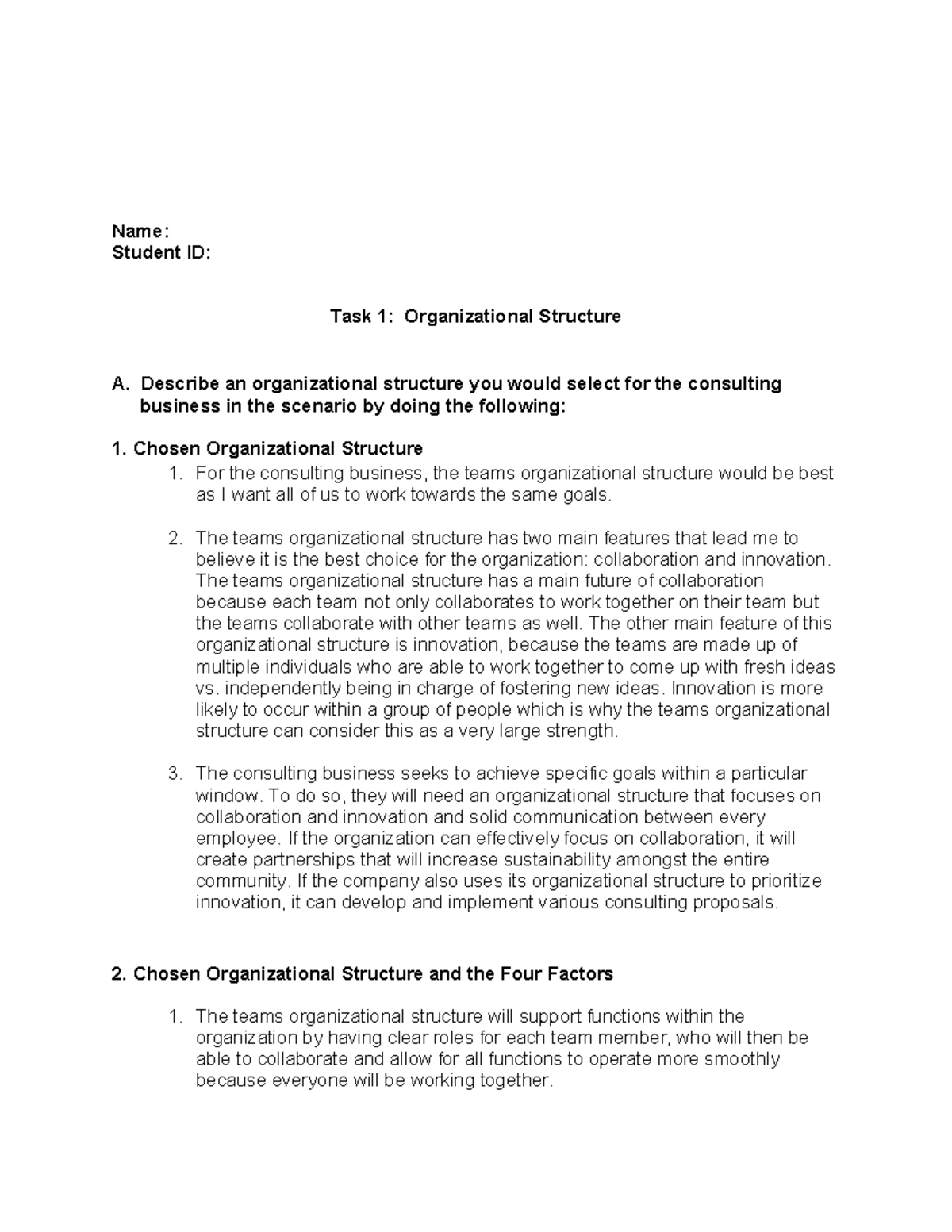 D078 - Task 1 - Task 1 - first attempt- passed - Name: Student ID: Task ...