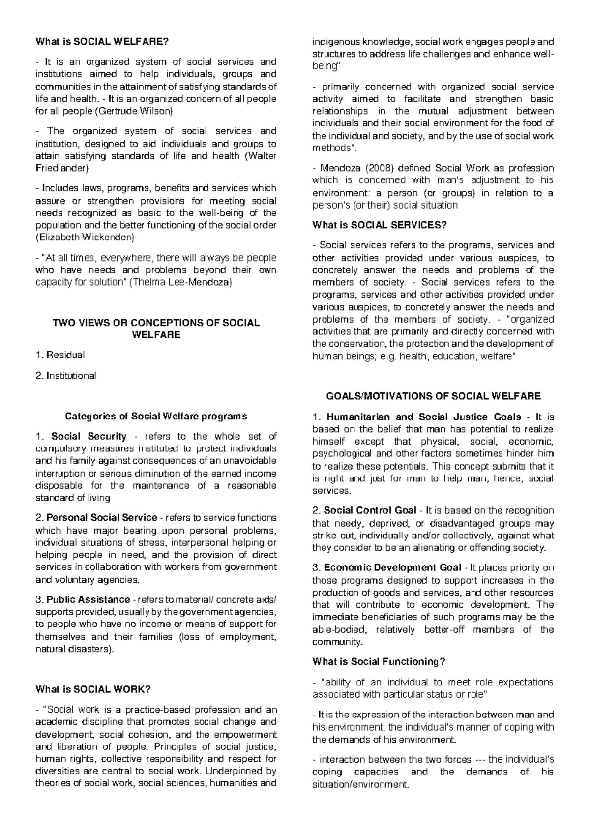 SOCIAL WELFARE ADMINISTRATION: Key Concepts and Principles - Studocu