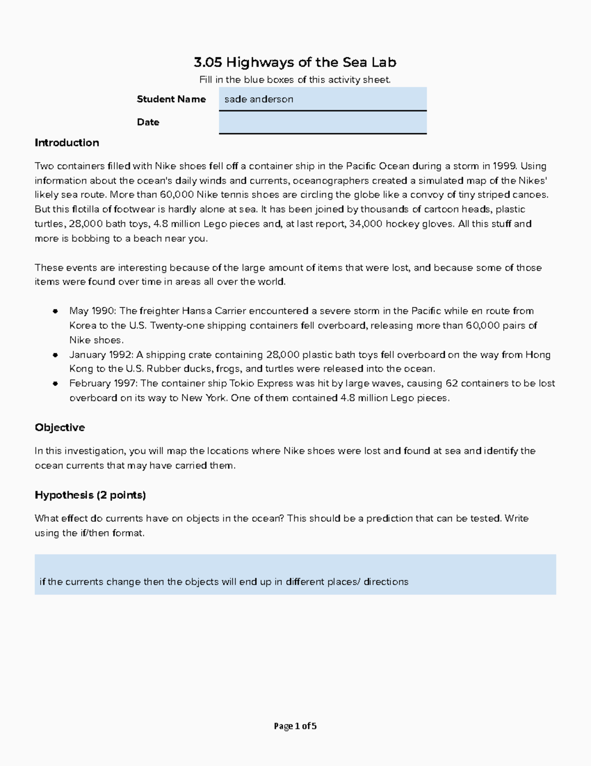 Copy of 3.05 Lab - FLVS first or second semester - 3 Highways of the ...