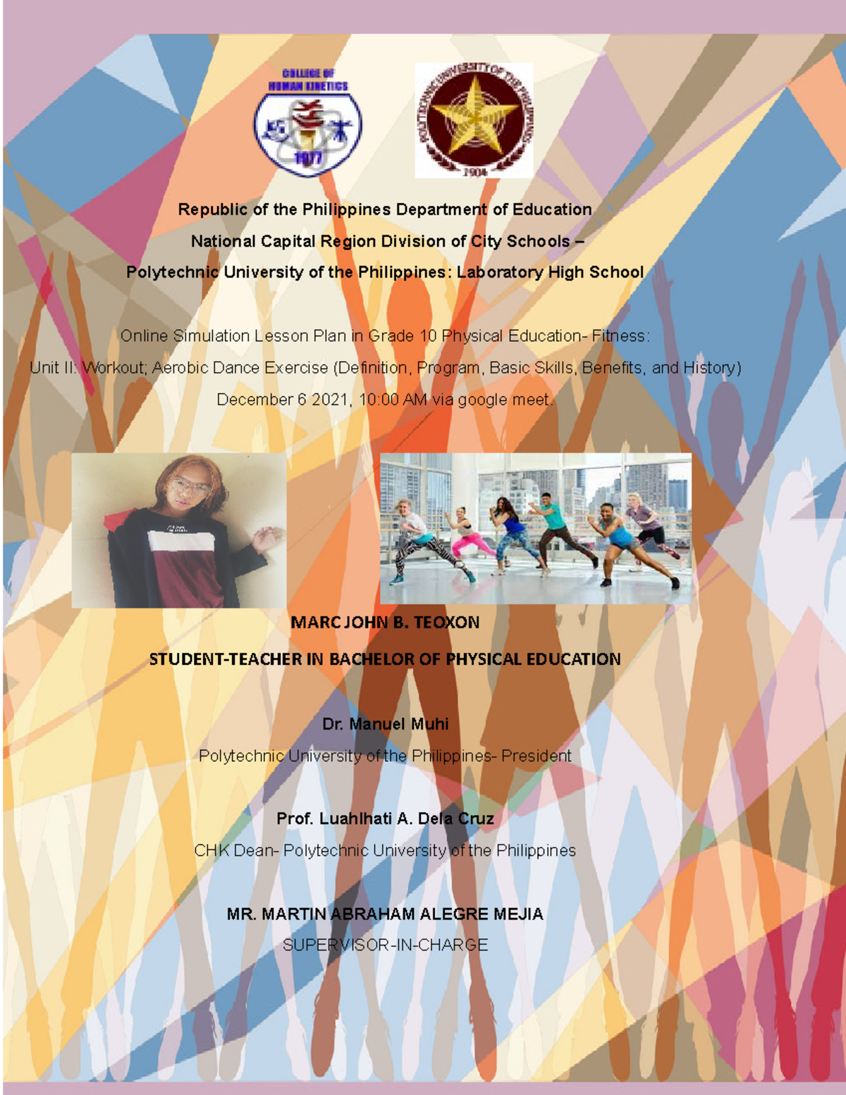 Grade 10 PE Lesson Plan: Aerobic Dance Exercise by Teoxon - Studocu