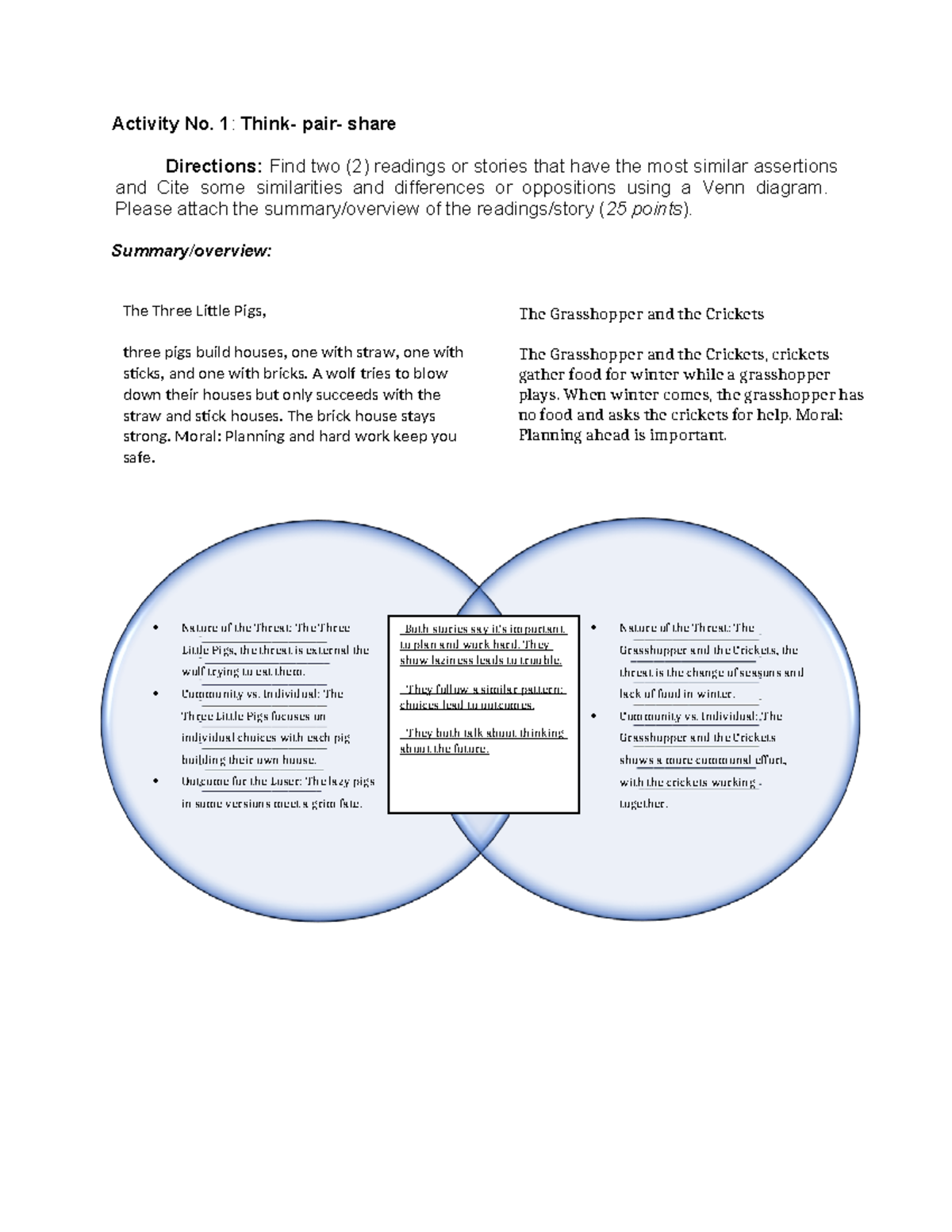 Activity 1: Analysis of Similarities in Stories (30 pts) - Studocu