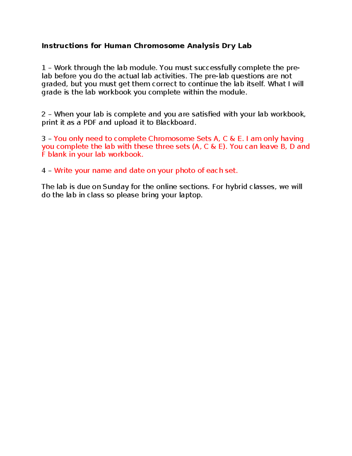 Carolina Human Chromosome Analysis Dry Lab Instructions - Studocu