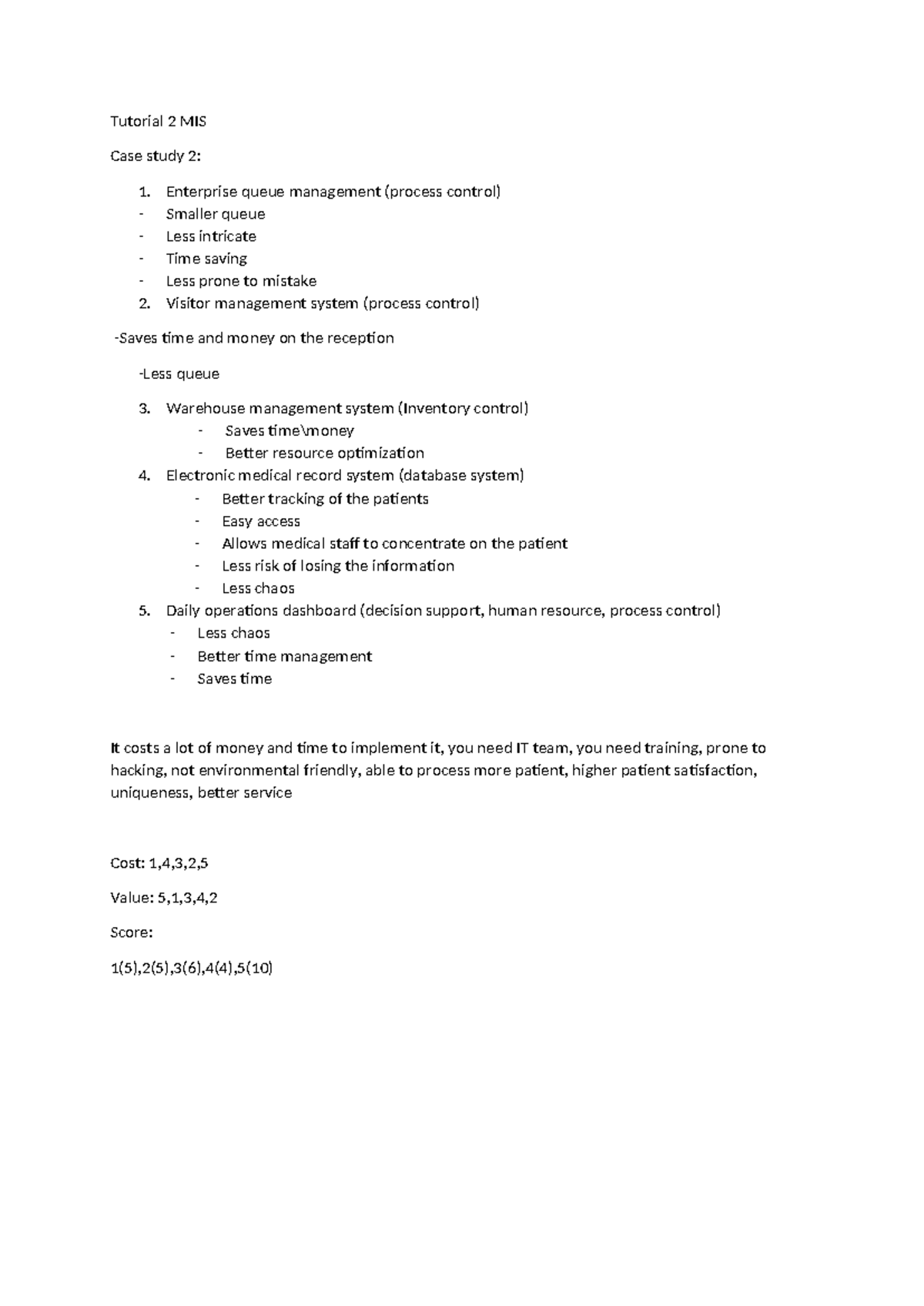 Module 1 Tutorial 2 - Case Study on Business Systems - Studeersnel