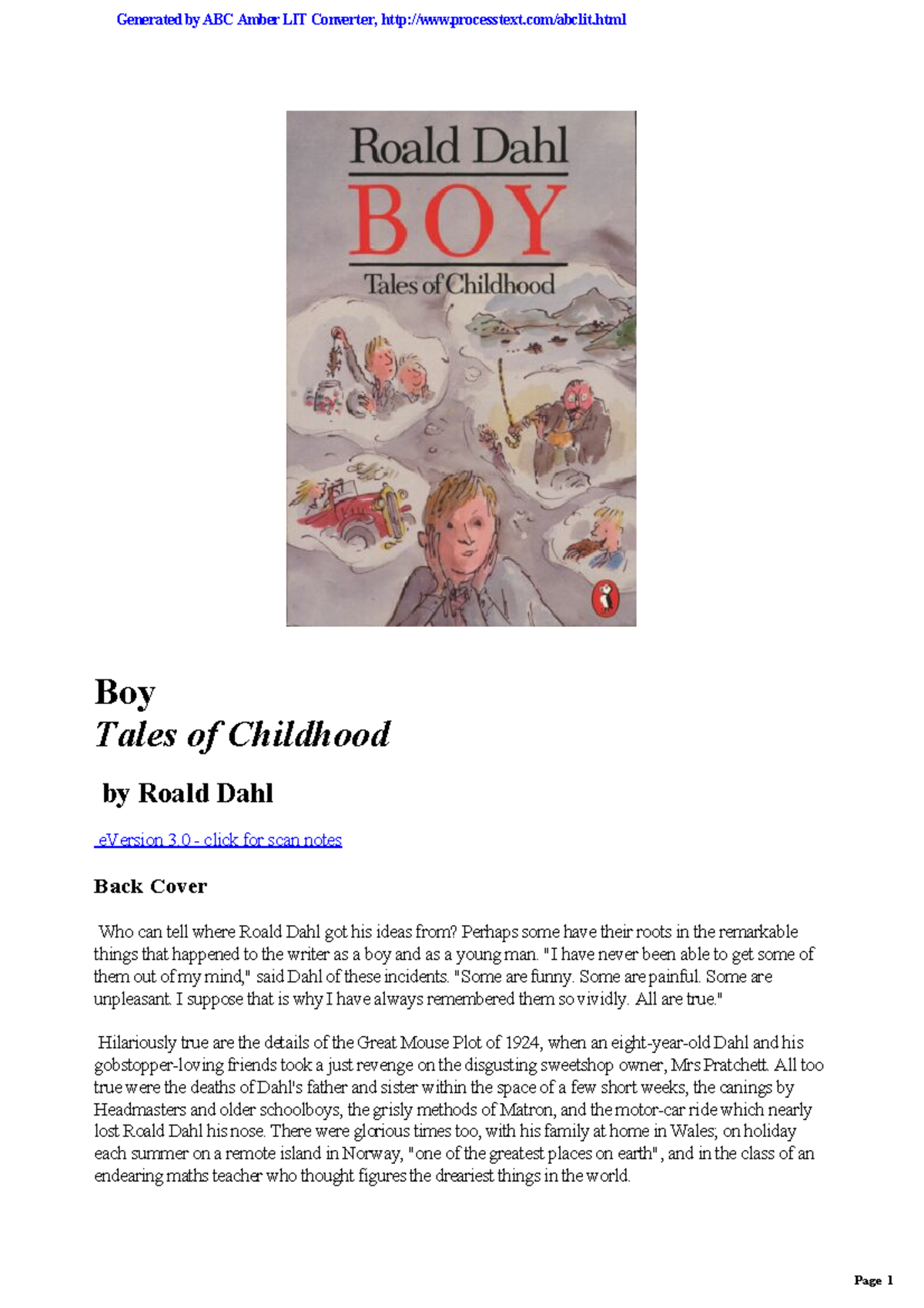 Boy by roald dahl - Boy Tales of Childhood by Roald Dahl eVersion 3 ...