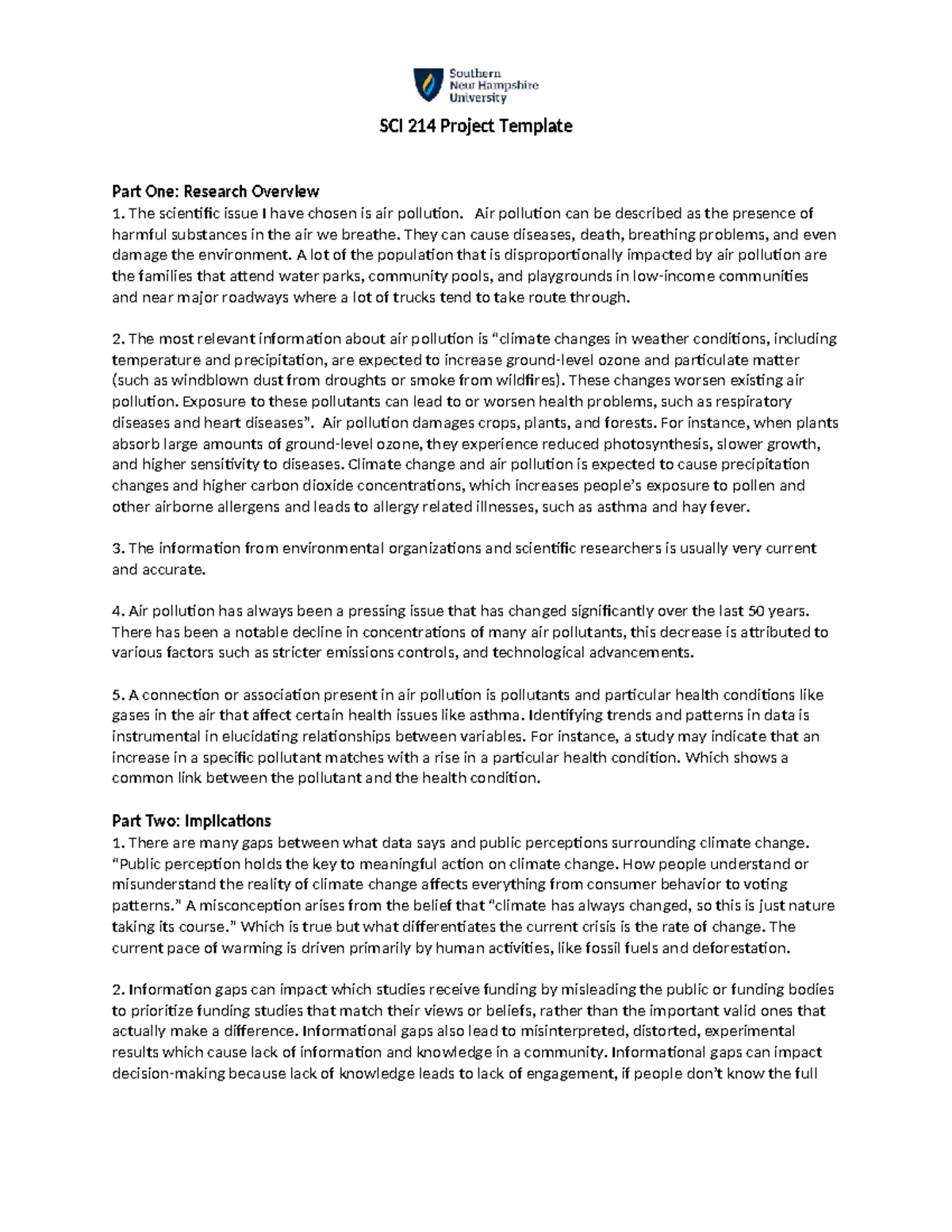 SCI 214 Project Template: Air Pollution Research Overview - Studocu