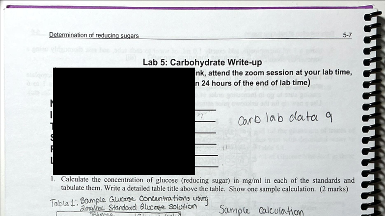 Lab 5: Biochemistry - Determination of Reducing Sugars in Carbohydrates ...