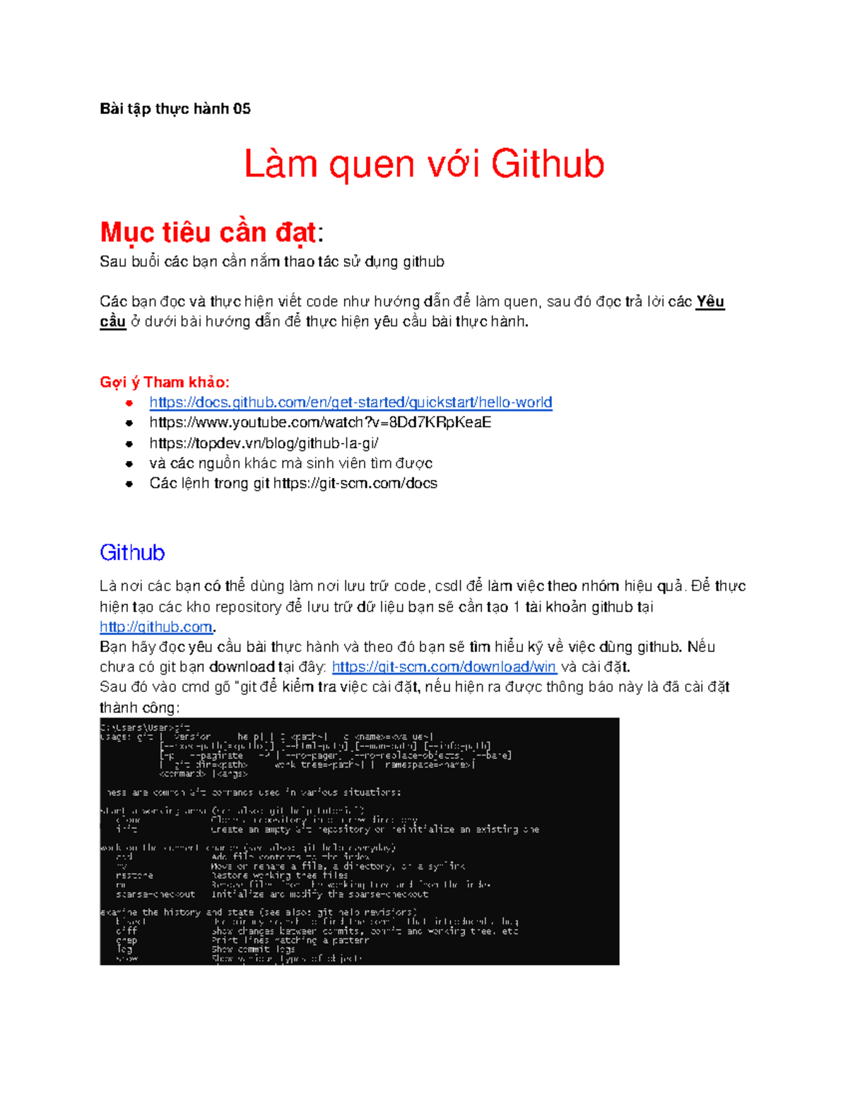 Ct299-Thực hành 05: Làm quen với Github và các yêu cầu - Studocu