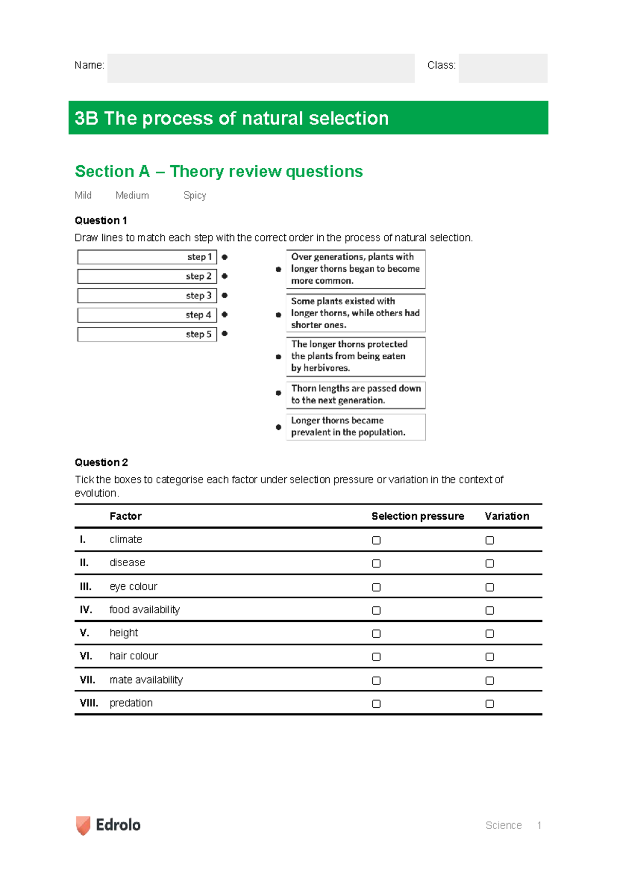Question Set 3B: The Process of Natural Selection - AC 9.0 Edrolo - Studocu