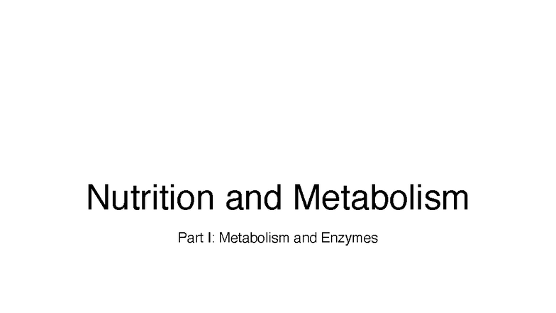 Unit 4A Nutrition and Metabolism: Metabolism and Enzymes Overview - Studocu