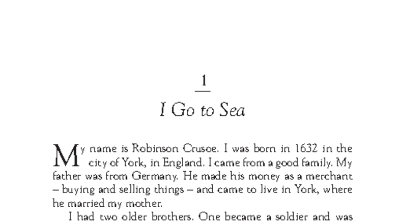 Robinson Crusoe: Chapter 1 - My Journey to the Sea - Studocu