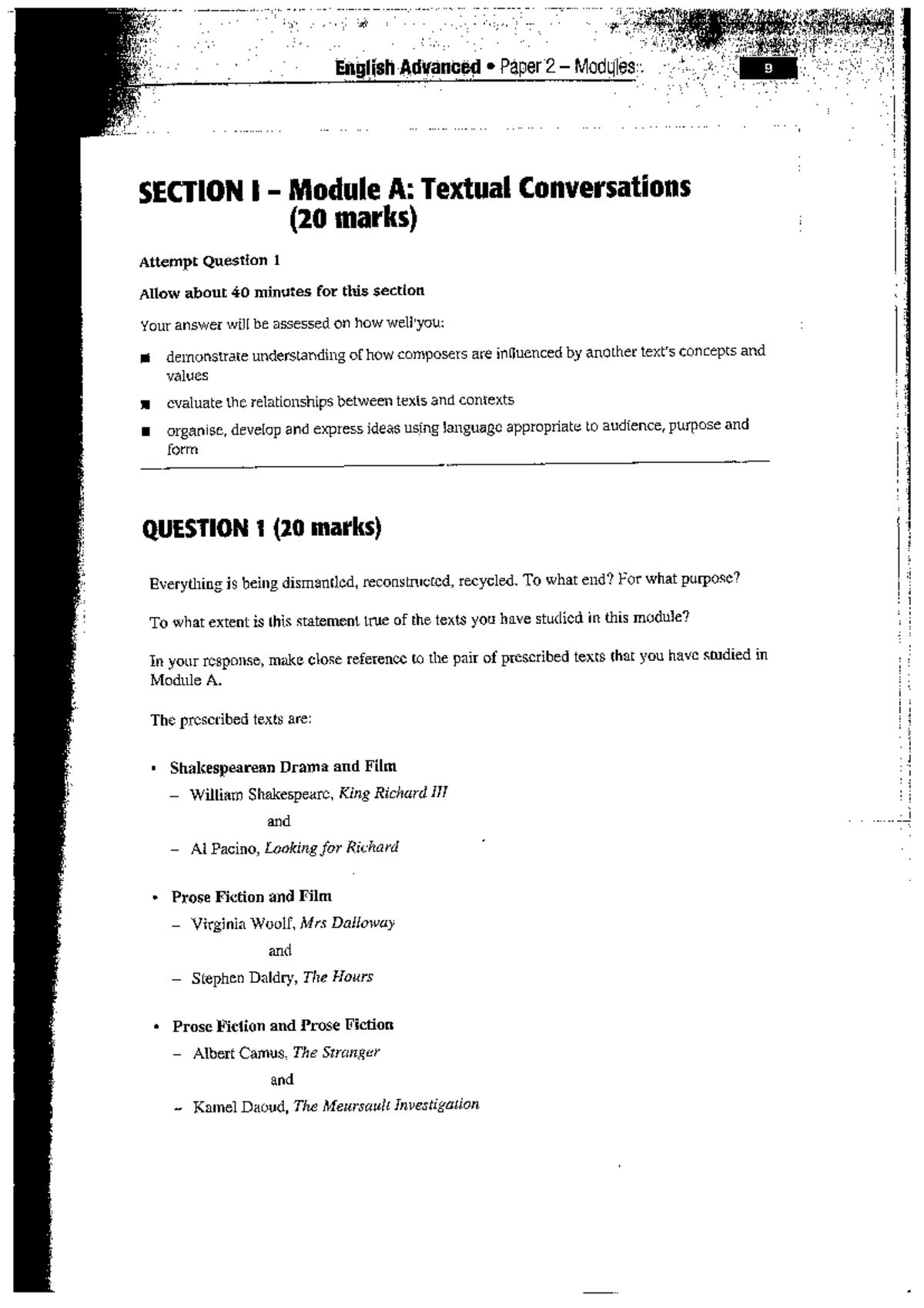 HSC 2019 - Mod A - Richard - excellent responses - English Advanced ...