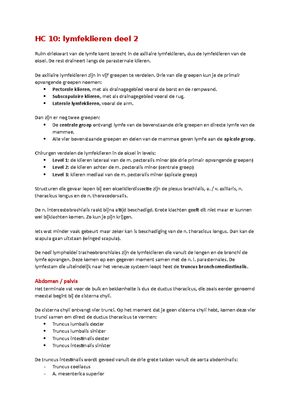 HC 10 - Lymfeklieren Deel 2: Axillaire en Abdominale Informatie ...