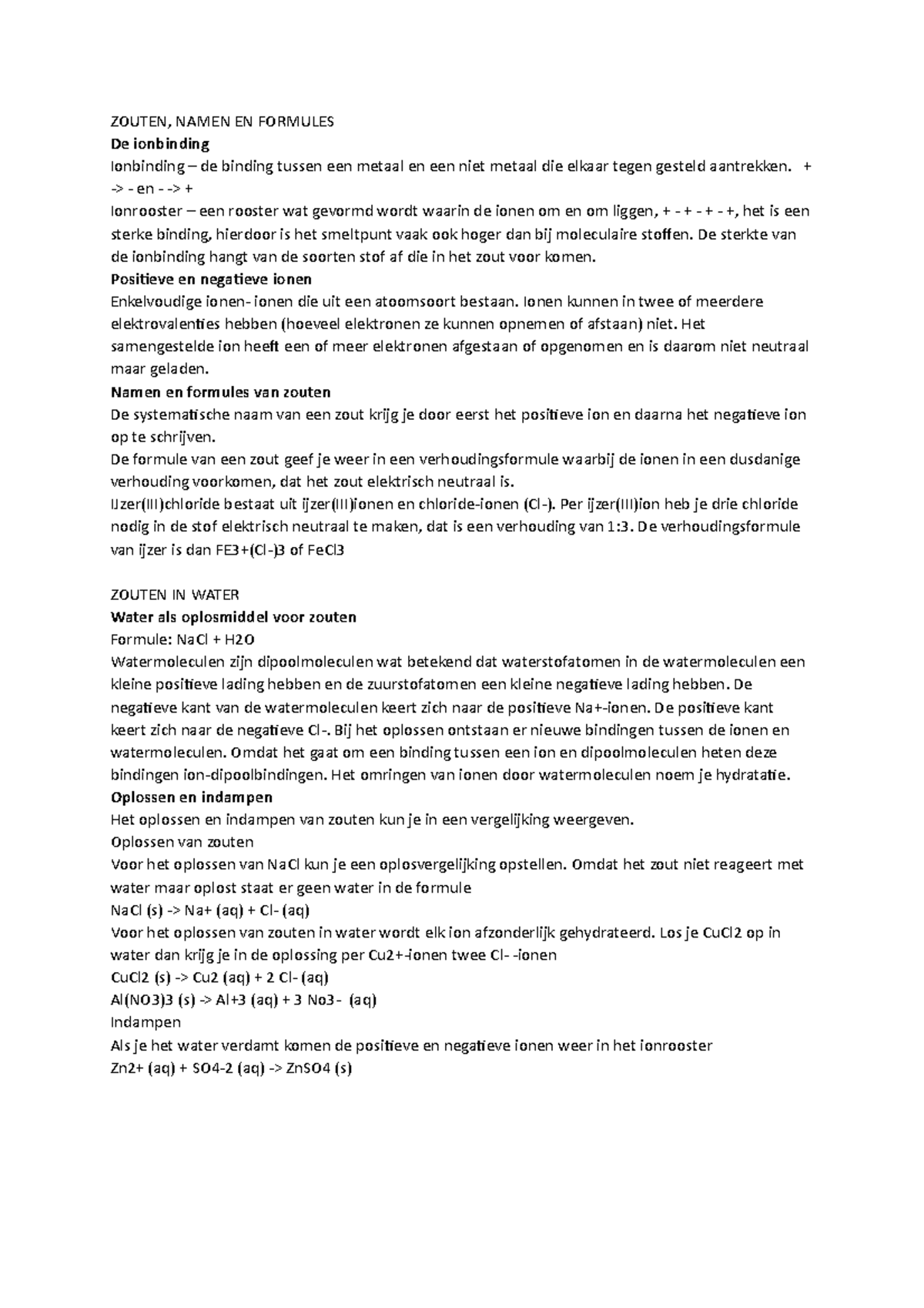 Zouten: Namen, Formules en Oplosbaarheid in Water - Chemie Lessen ...