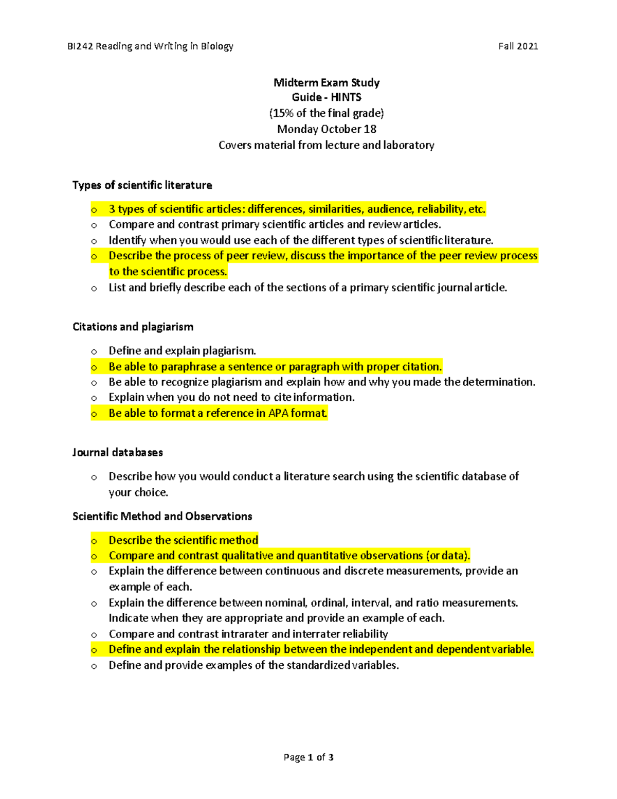 BI242 Midterm Exam Study Guide: Key Concepts & Lab Techniques - Studocu