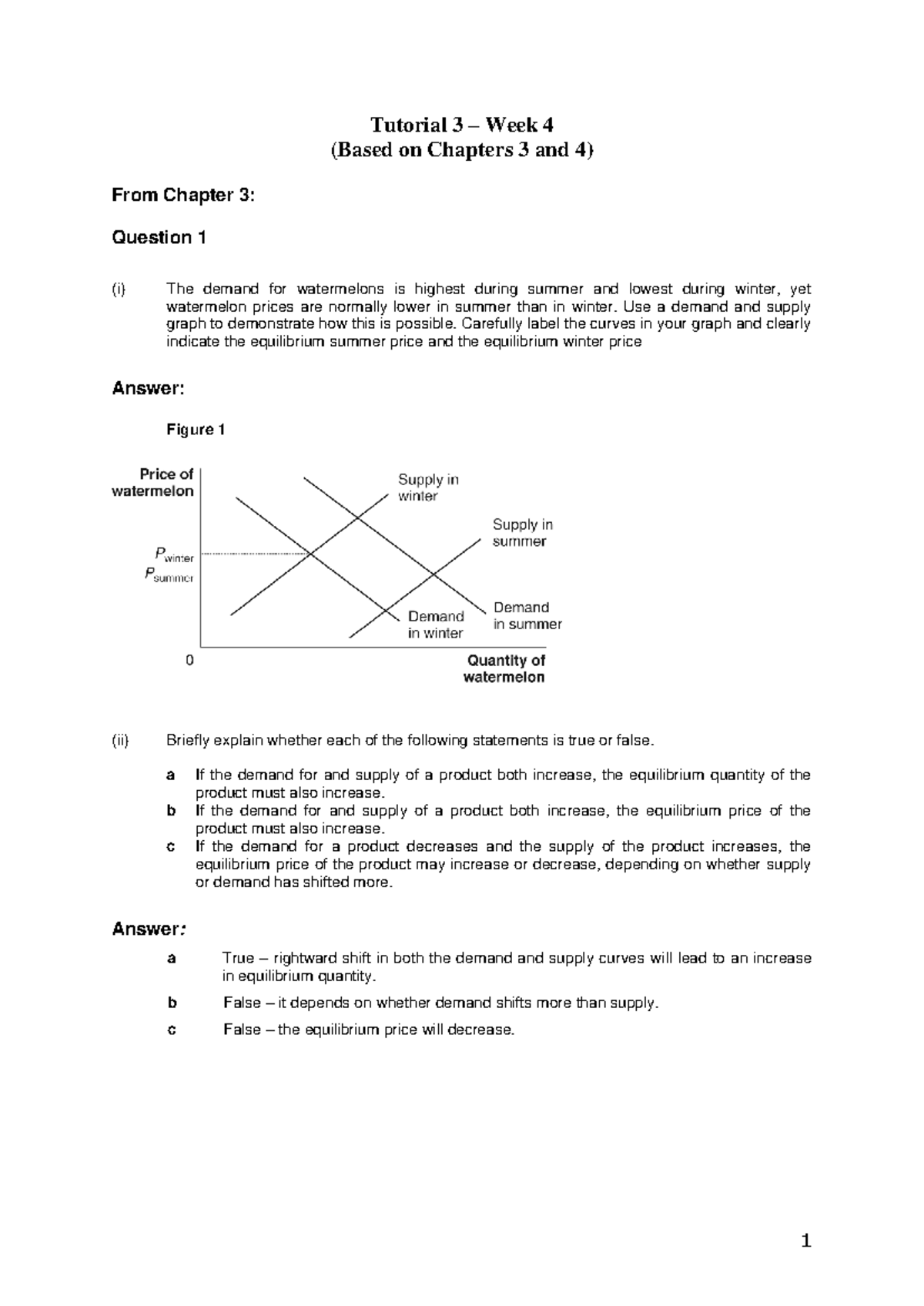 Tutorial 3 Answers - Tutorial 3 – Week 4 (Based on Chapters 3 and 4 ...