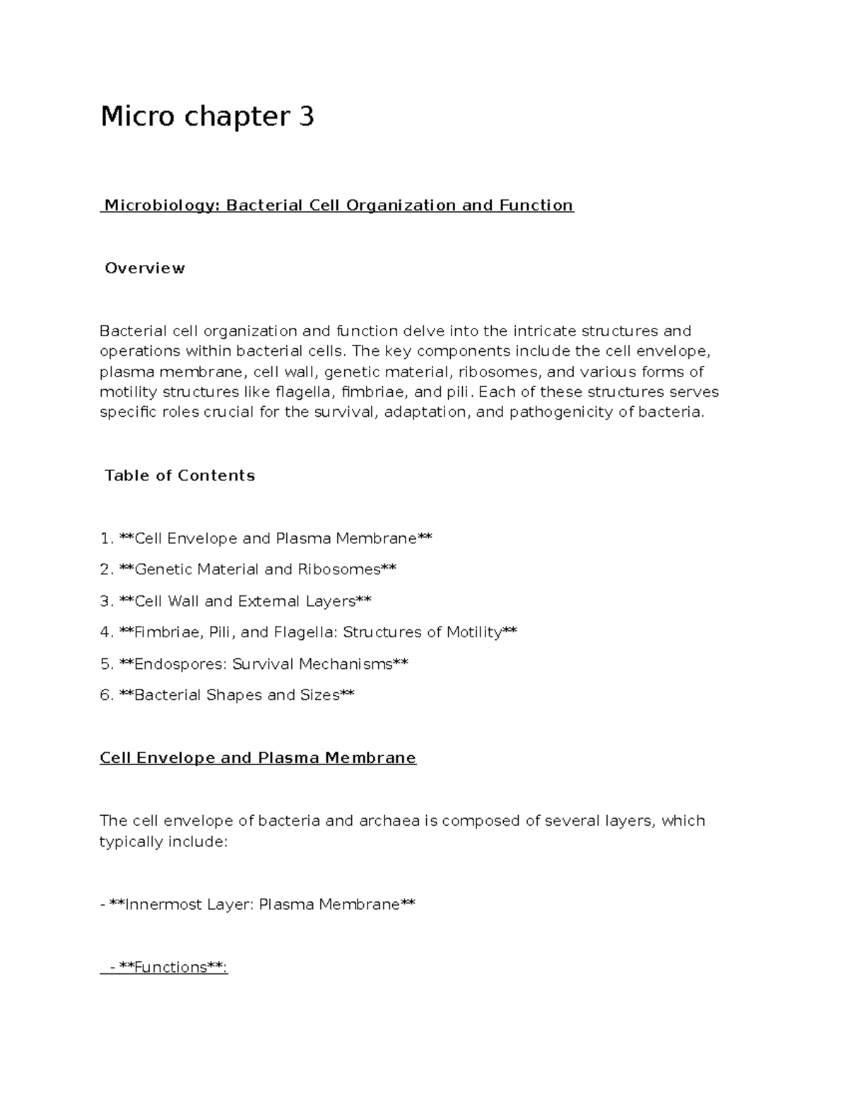 Microbiology Chapter 3: Bacterial Cell Organization & Function - Studocu