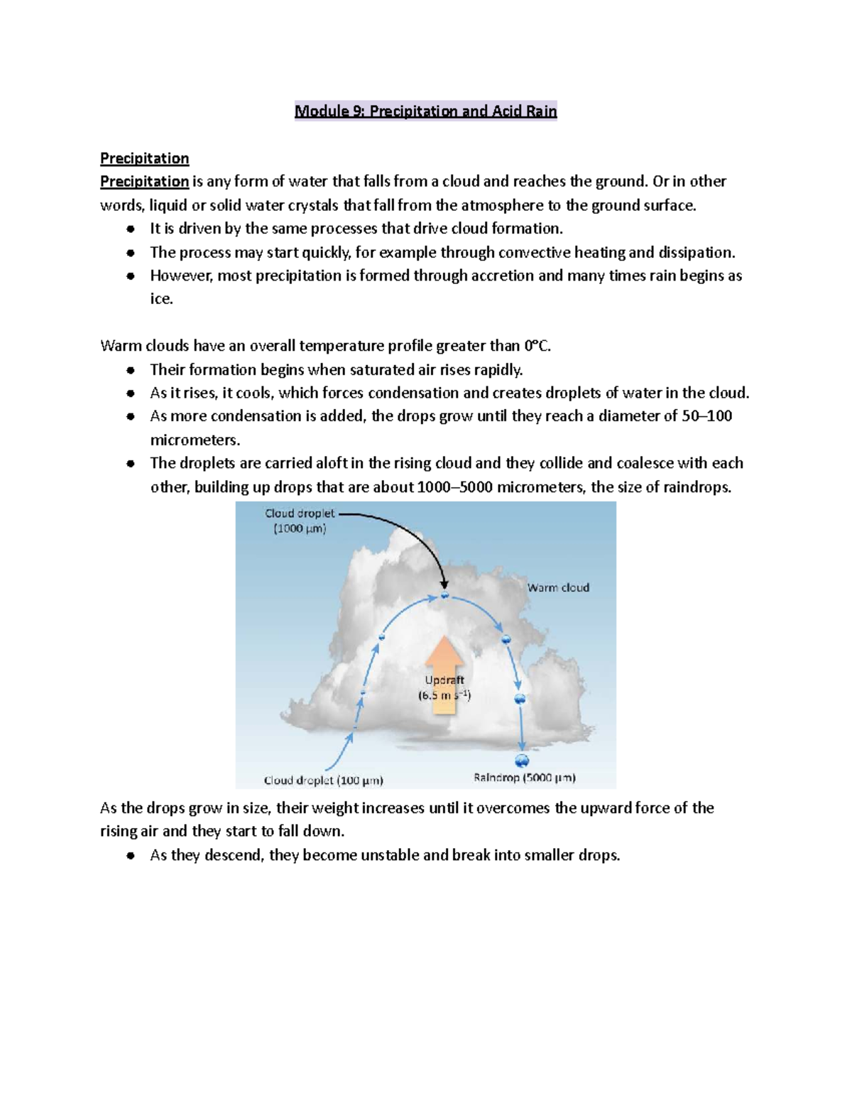 Quiz 3 Notes: Precipitation, Acid Rain, and the Hydrologic Cycle - Studocu