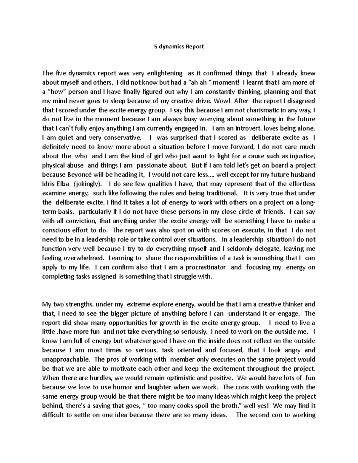 5 Dynamics Report: Insights into Personal Strengths & Growth ...