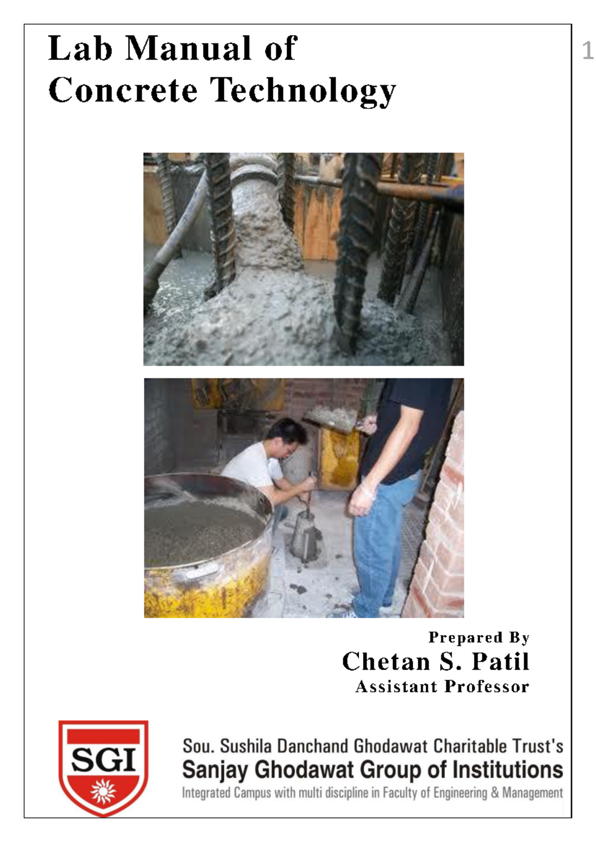 Lab Manual: Concrete Technology 1 - Experiments and Procedures - Studocu