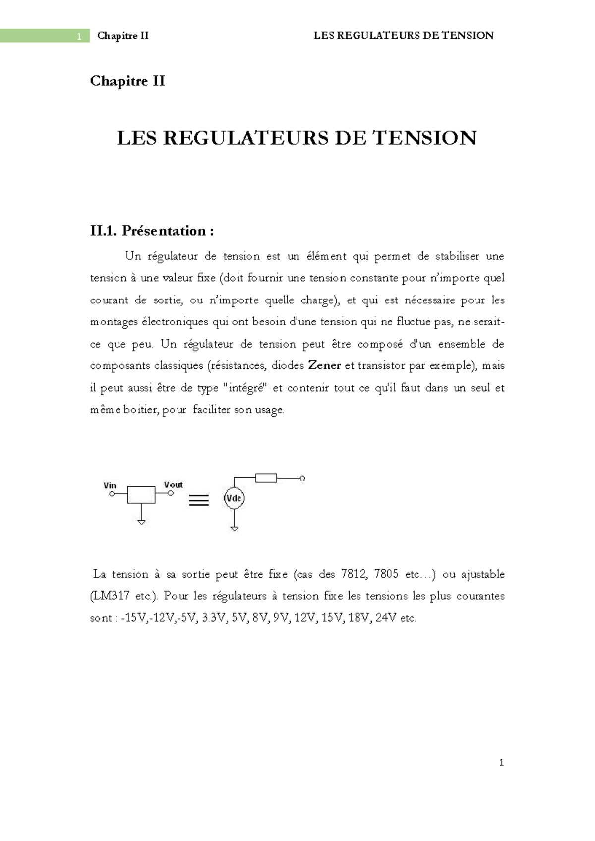 Régulateurs de Tension : Concepts et Applications (Cours Gratuit) - Studocu