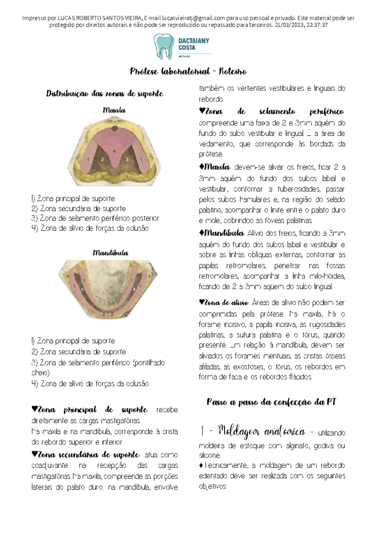Passo A Passo DE Protese Total - MOLDAGEM / MODELO ANATÔMICA Materiais ...