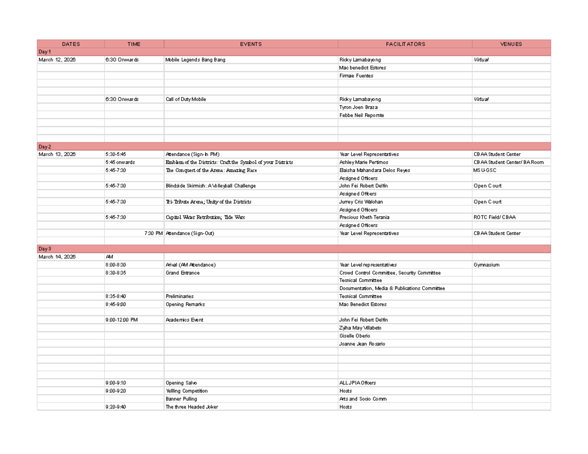 JPIA Day 2026: Complete Schedule of Events and Facilitators - Studocu