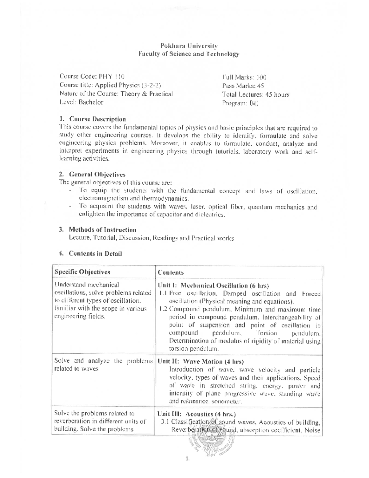 Applied Physics Course Notes - PHY 110 (Bachelor Program) - Studocu