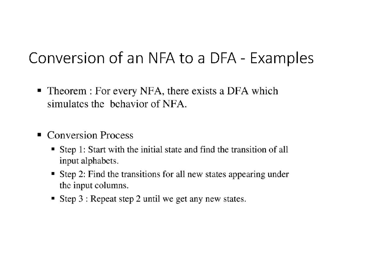 CME 3203 P3-1 NFA to DFA Conversion Examples and Steps - Studocu