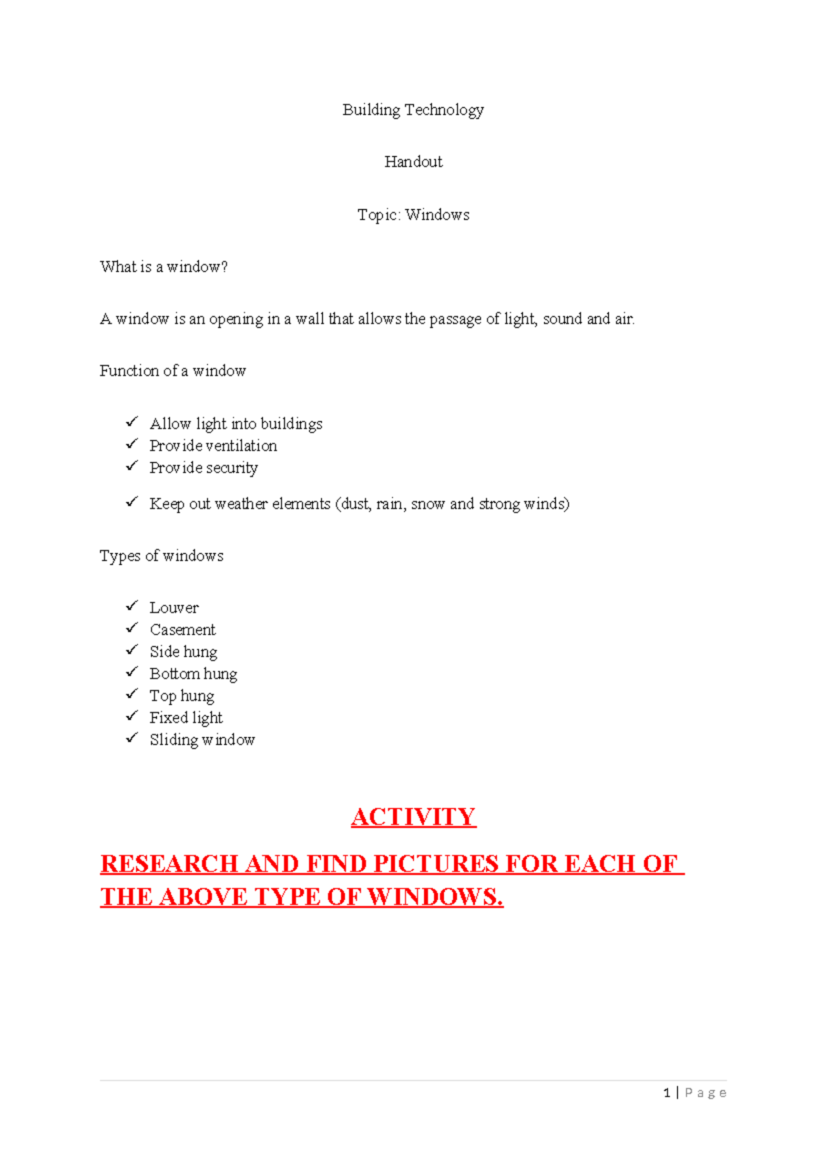 Windows Handout - To complete the 4th form teaching program - Building ...