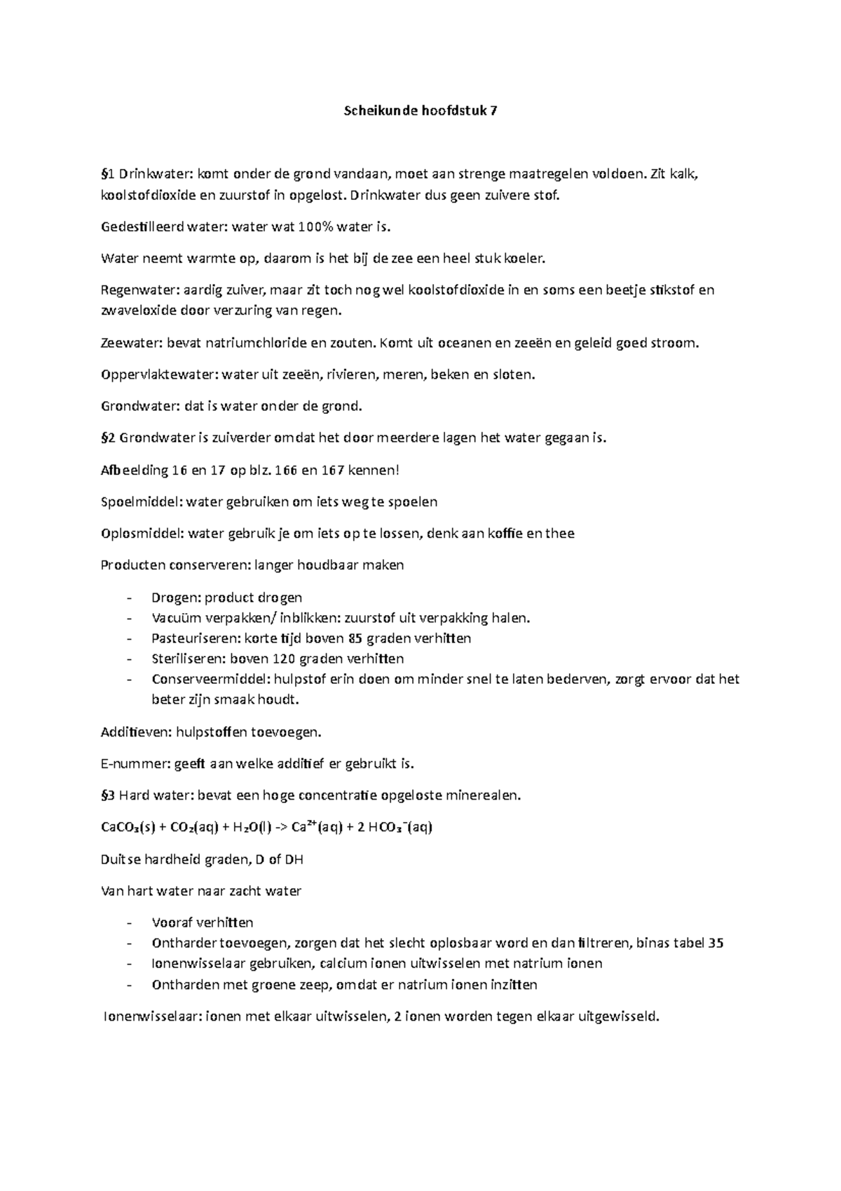 Samenvatting Scheikunde Hoofdstuk 7: Water en Cosmetica - Studeersnel