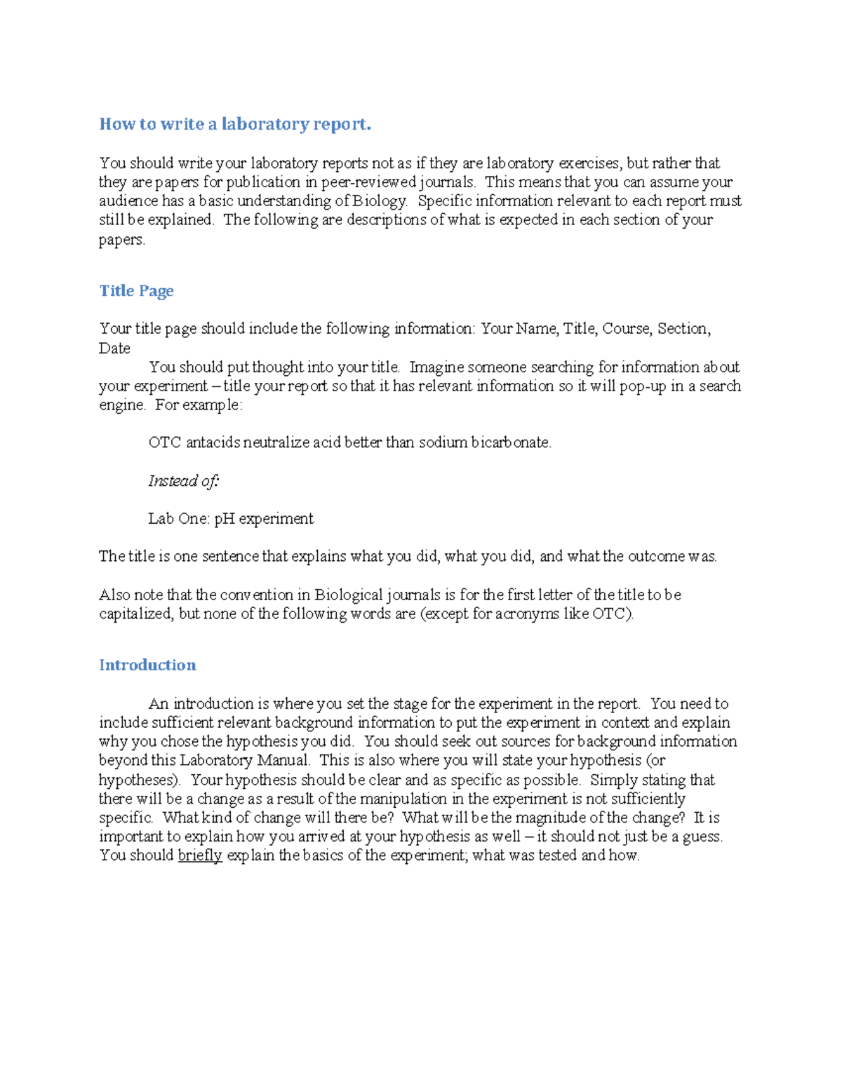 Lab Report Writing Guide for Biology Students: Key Sections Explained ...