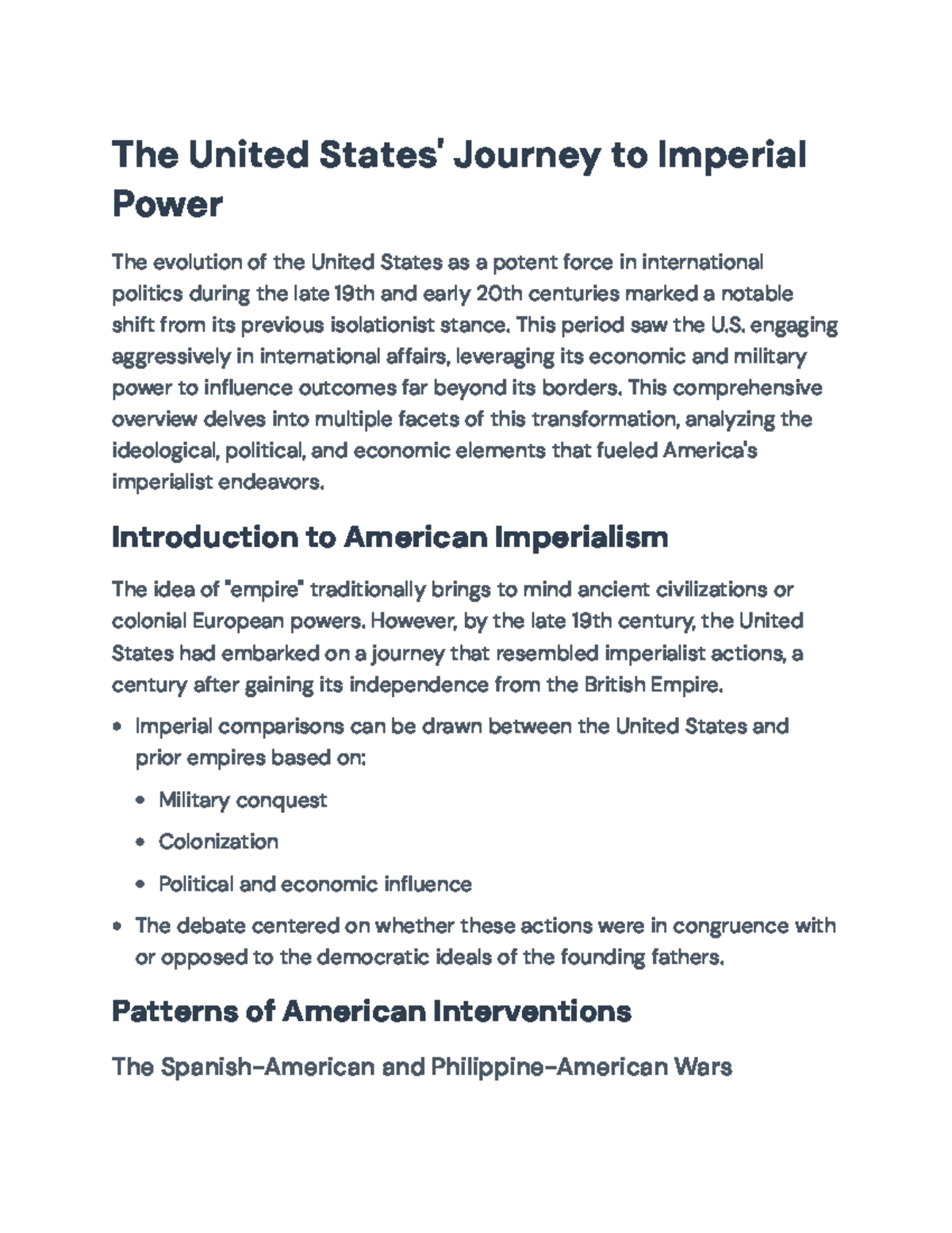 US Imperialism: An Overview of 19th-20th Century Developments - Studocu