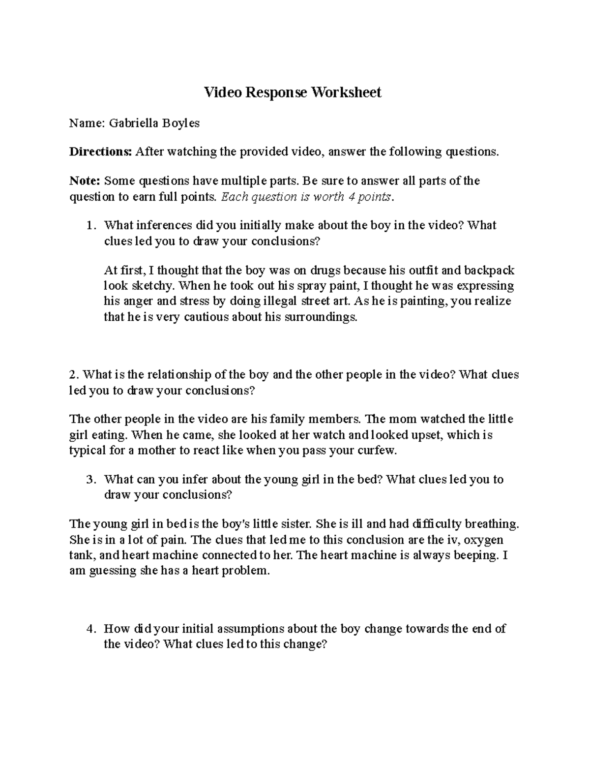 ENG 101 Video Response Worksheet 5: Inference Insights - Studocu