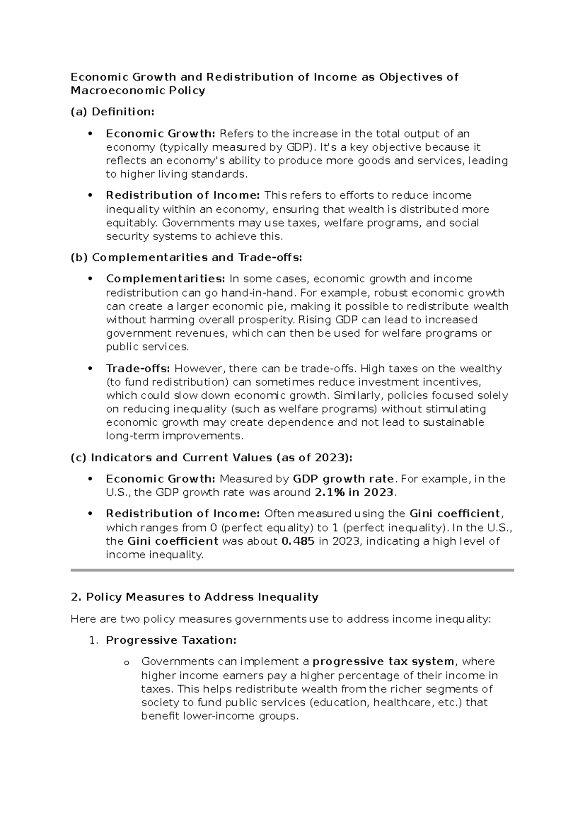 Macroeconomic Policy: Economic Growth & Income Redistribution (2023 ...