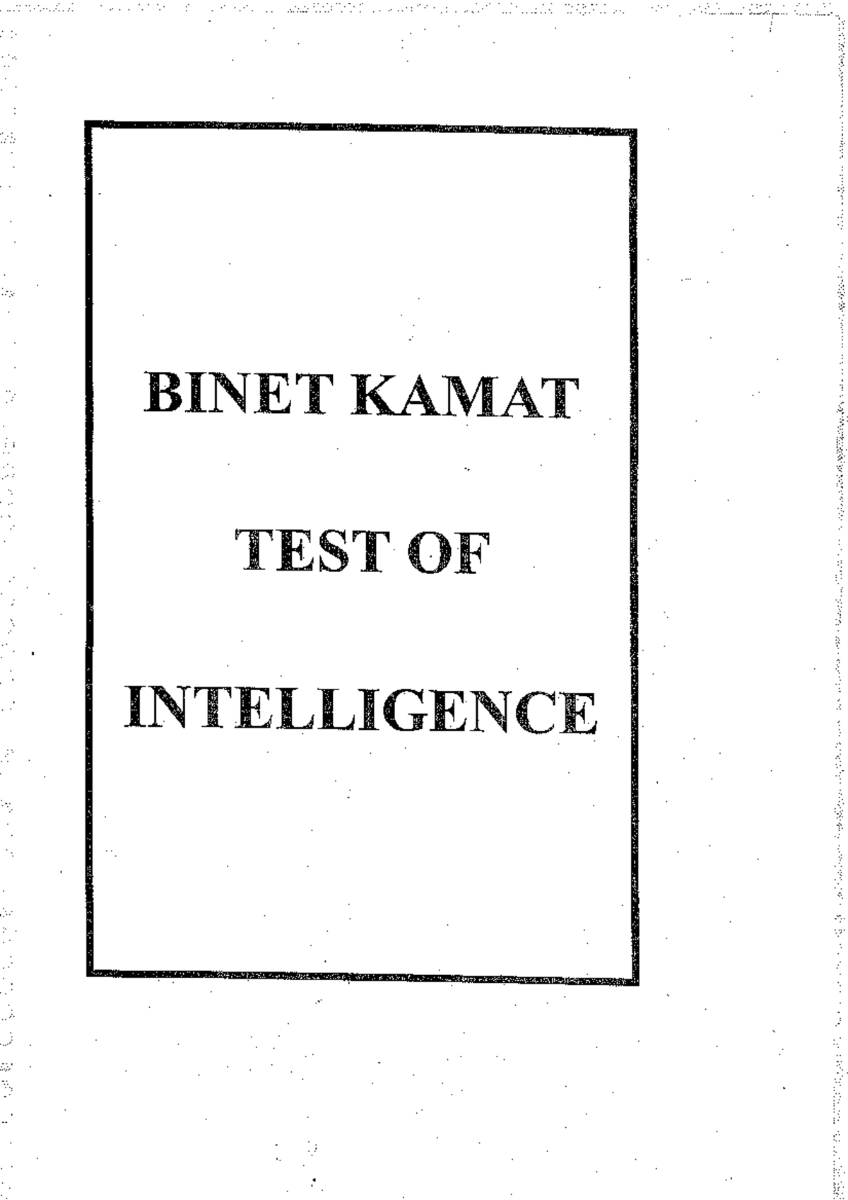 BKT Manual: Counselling & Clinical Psych - Intelligence Test Analysis ...