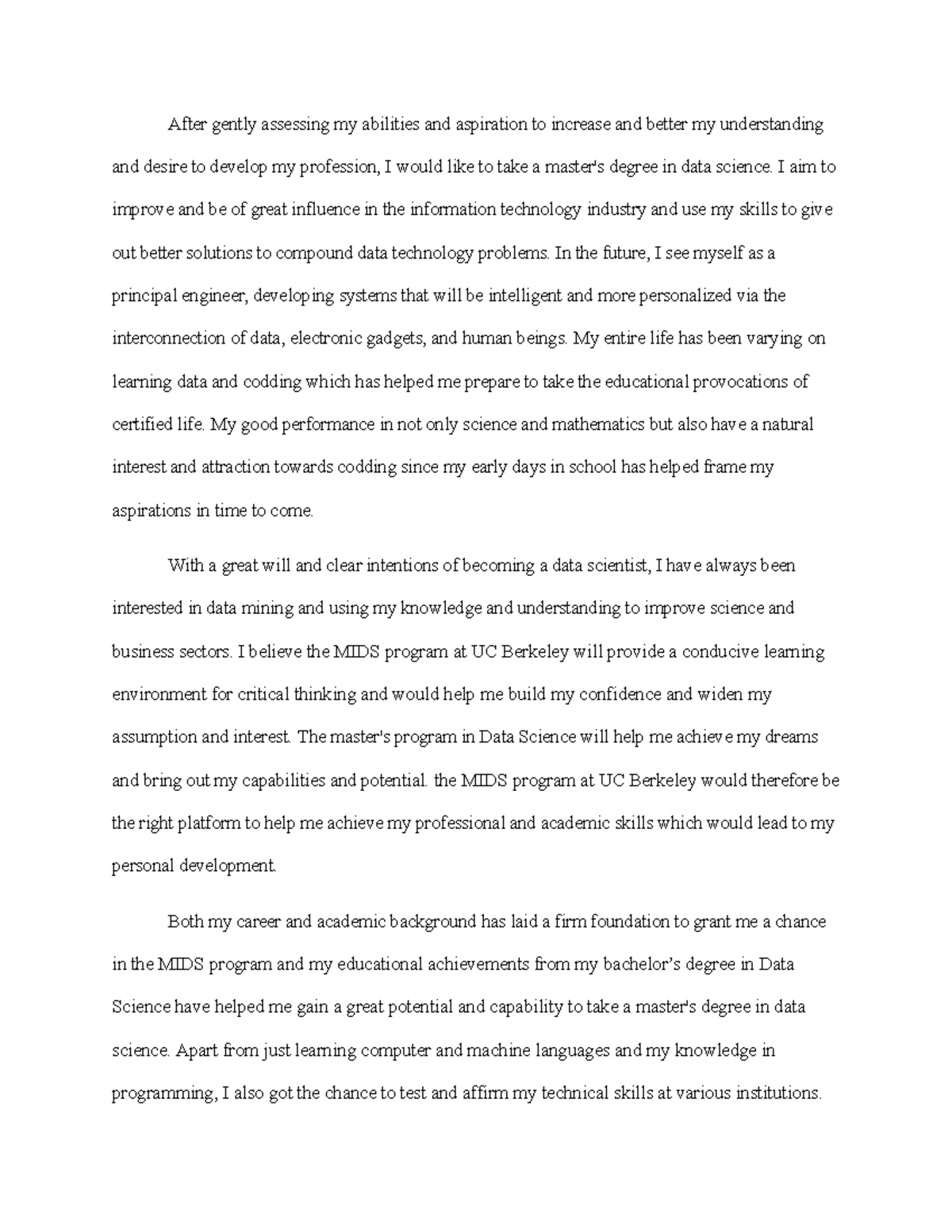 MIDS Application Essay: Pursuing a Master's in Data Science at UC ...