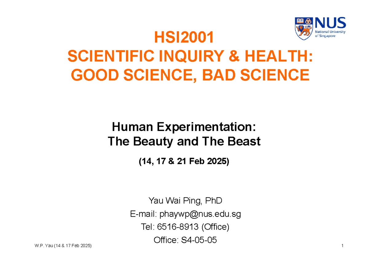HSI2001 - Human Experimentation: Insights on Clinical Trials (14 & 17 ...