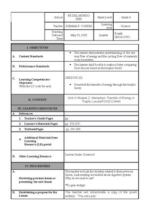 A Detailed Lesson Plan in Q4 English 3 Interpreting a Pictograph - A ...