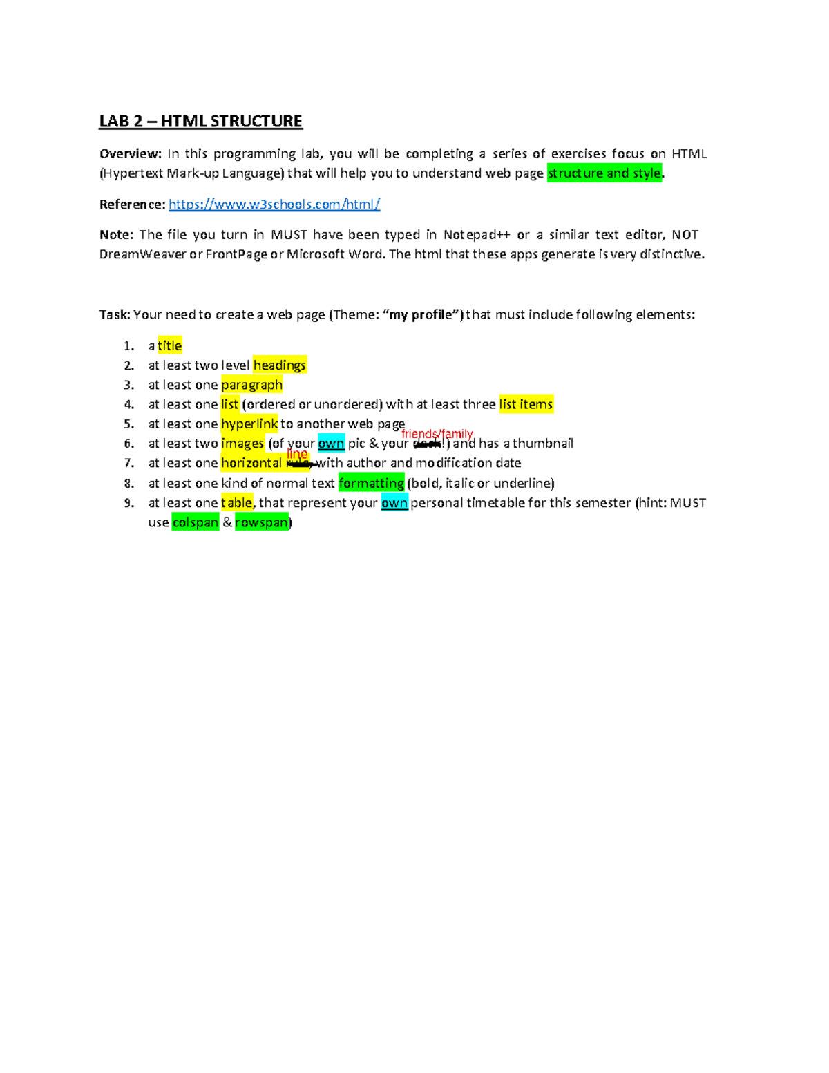 CSC264 Lab 2 - practice materials - LAB 2 – HTML STRUCTURE Overview: In this programming lab ...