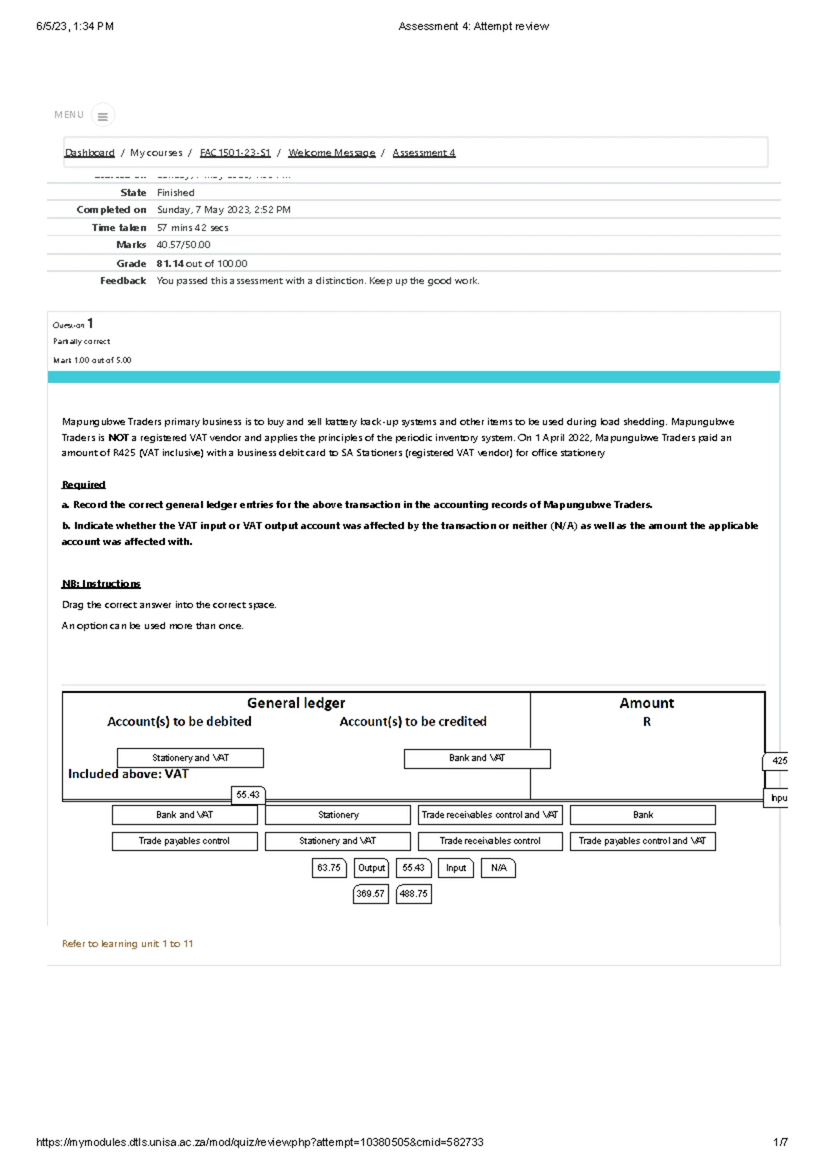 Assessment 6 Attempt review - Started on Saturday, 3 June 2023, 11:39 ...
