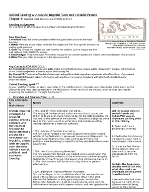 Reading Guide- Time Period 3 1754-1800 - AMSCO Reading Guide - Time ...