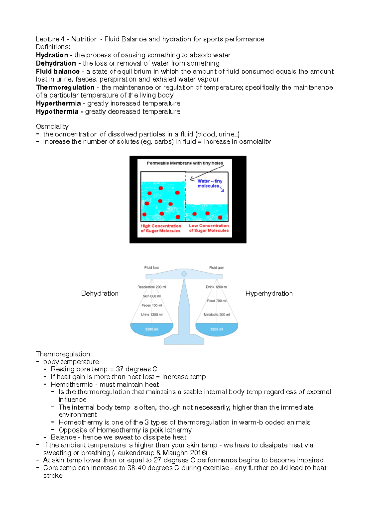 Lecture 4 - Nutrition - Fluid Balance and hydration for sports ...