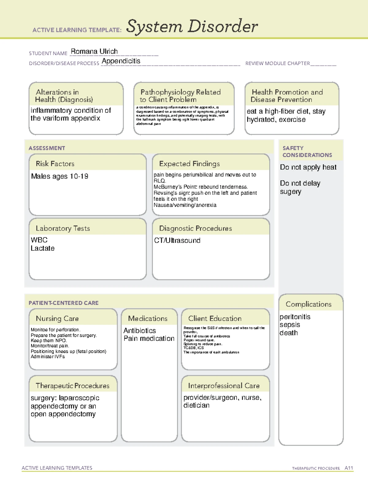112 Influenza - Active Learning Template for System Disorder - Studocu