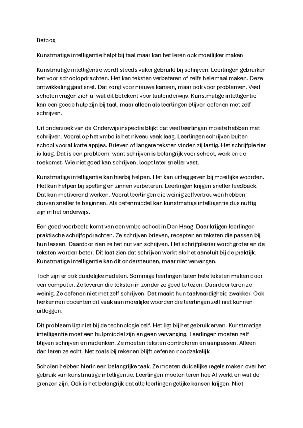 Betoog over AI in Taalonderwijs: Hulp of Belemmering? - Studeersnel