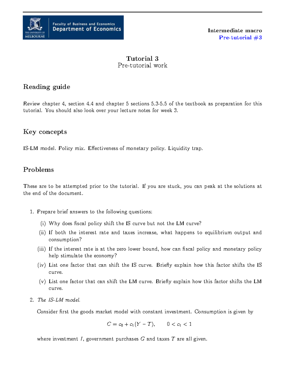 Intermediate Macro: Pre-Tutorial 3 Reading Guide & Solutions - Studocu