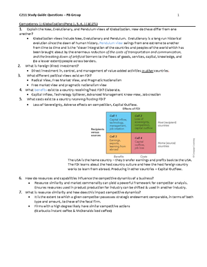 Peng, Chapter 11 Study Guide - STUDY GUIDE Chapter 11 MANAGING GLOBAL ...